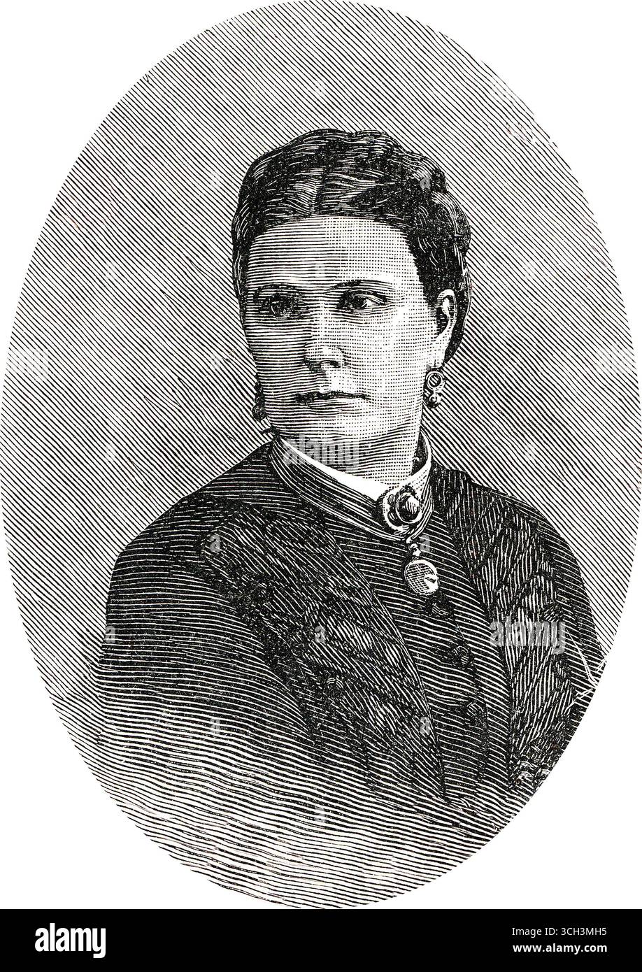 Engraved portrait of Florence Baker, 1845-1916 - second wife of Sir ...