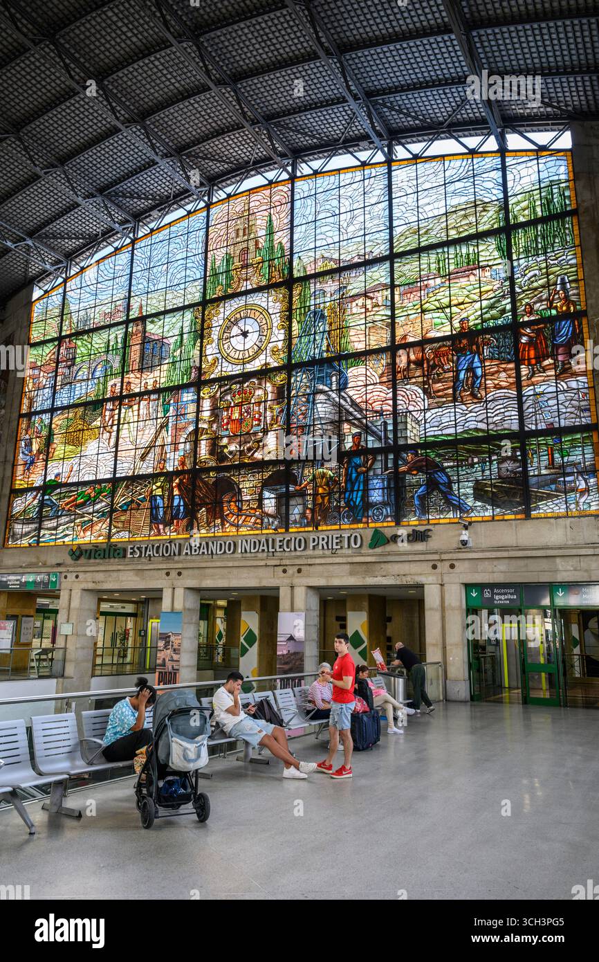 The Abando Indalecio Prieto railway station, with its huge stained ...
