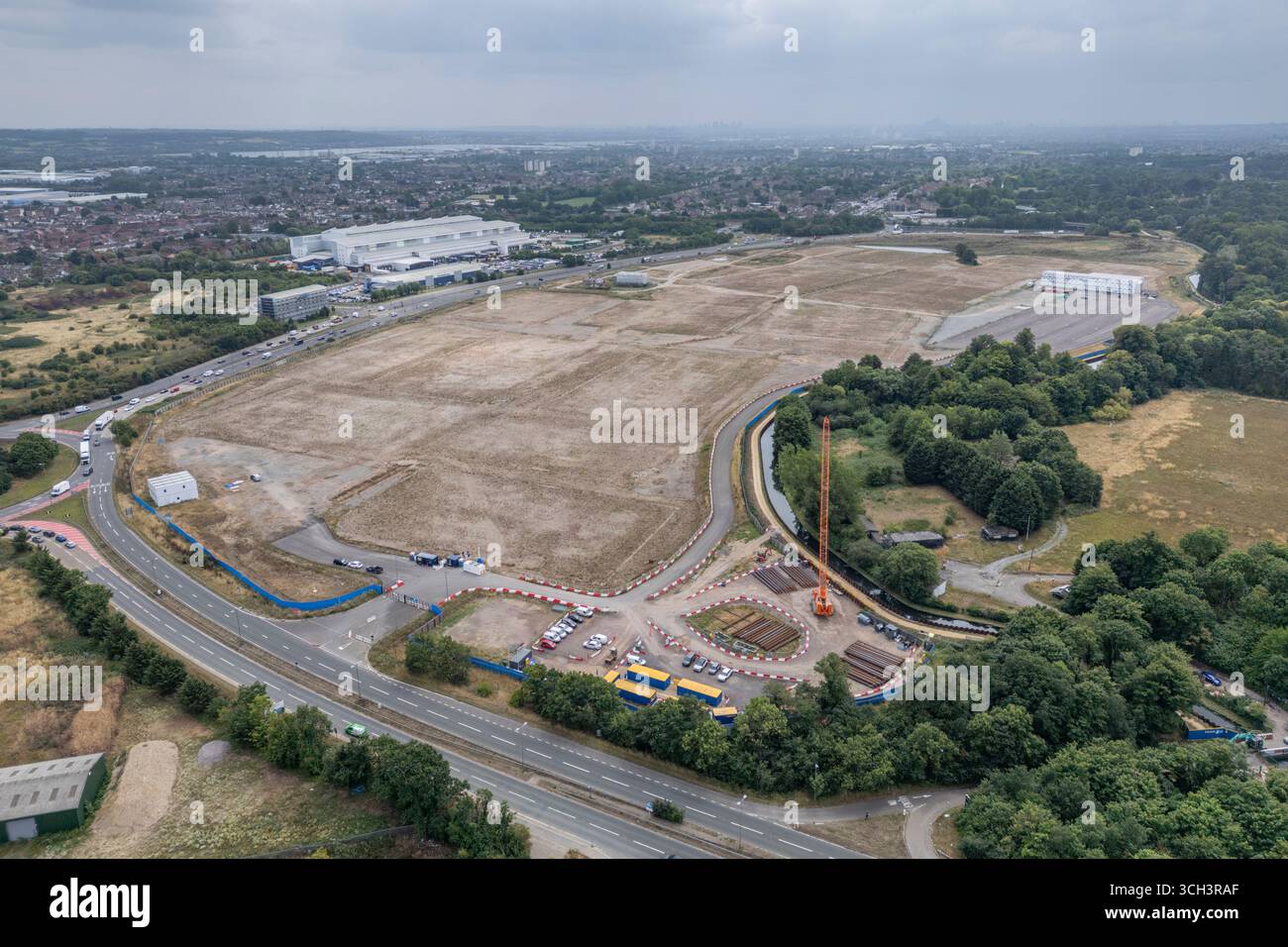 Panoramic aerial view of Sunset Waltham Cross Studios site before ...