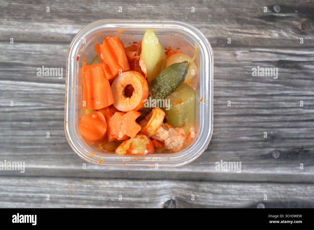 Arabian pickles, marinated preserved pickled vegetables of chili ...
