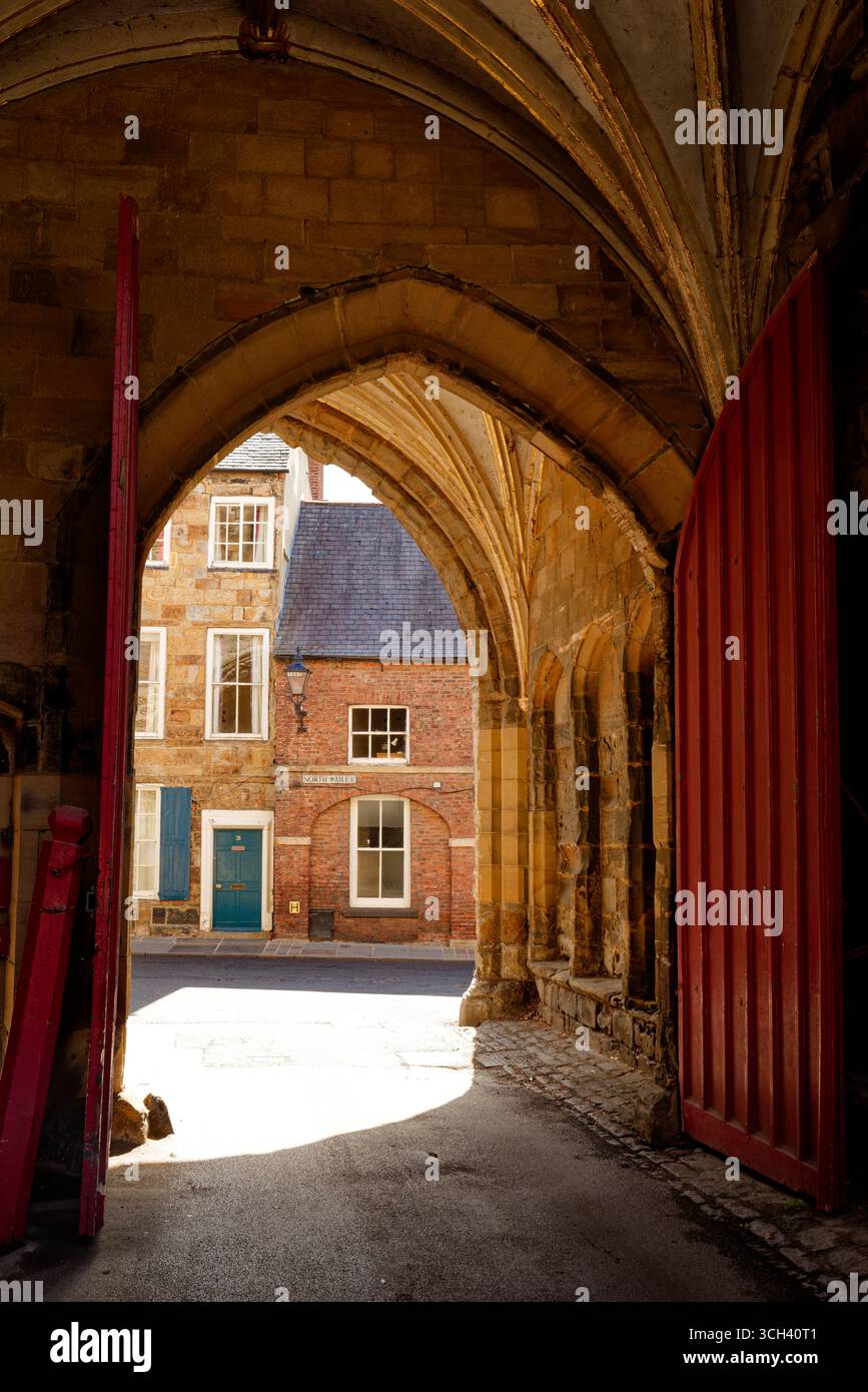 Looking through the gatehouse from The College onto South Bailey in the ...