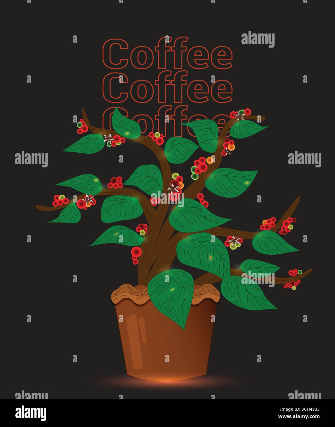 Hand drawn coffee plant Stock Vector Images - Alamy