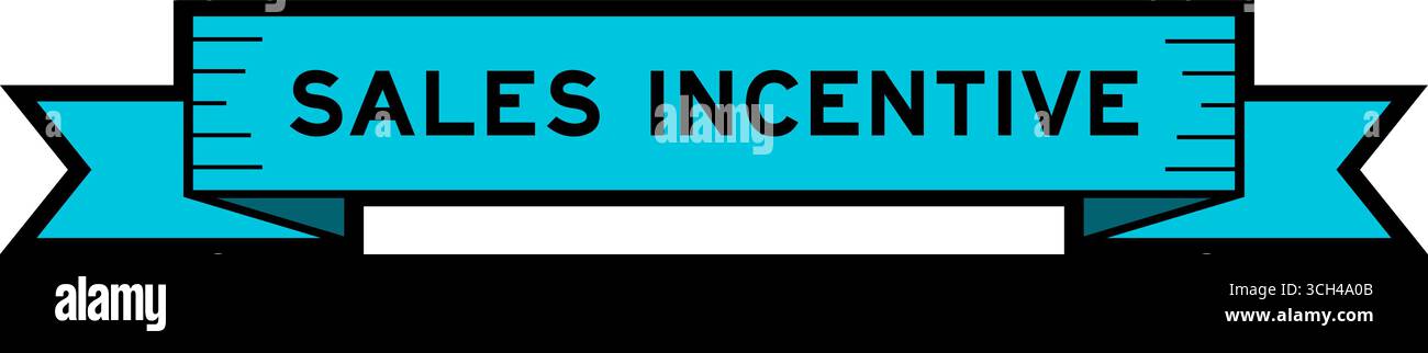 Ribbon label banner with word sales incentive in blue color on white ...