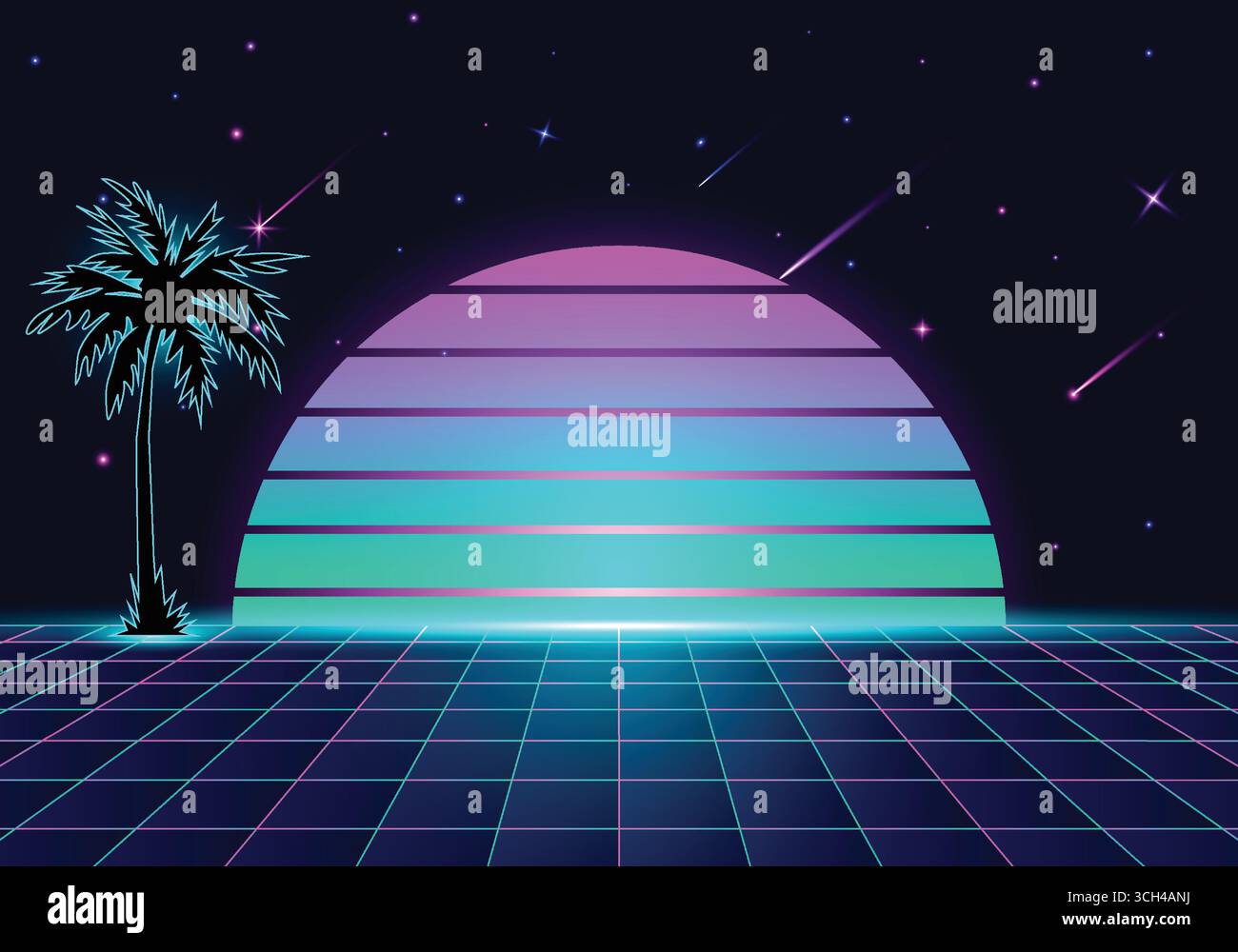 Cyberpunk neon sun Stock Vector Images - Alamy