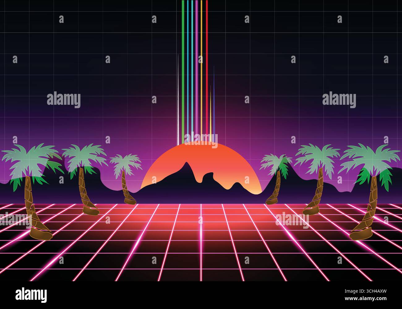 Purple neon sunset Stock Vector Images - Alamy