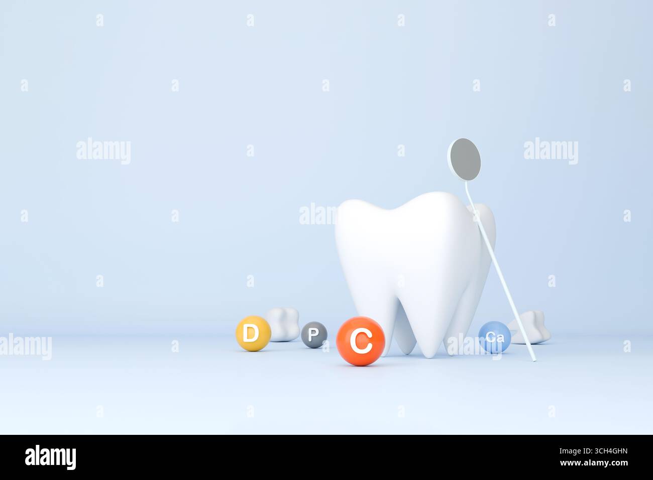 Healthy teeth mockup with gums, vitamins and minerals for oral care ...