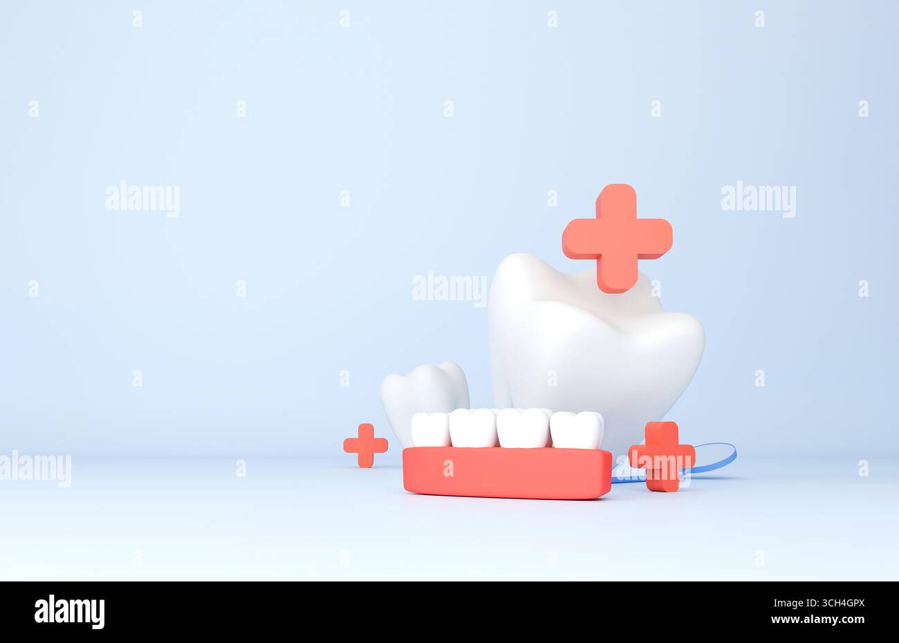 Healthy teeth mockup with gums, vitamins and minerals for oral care ...