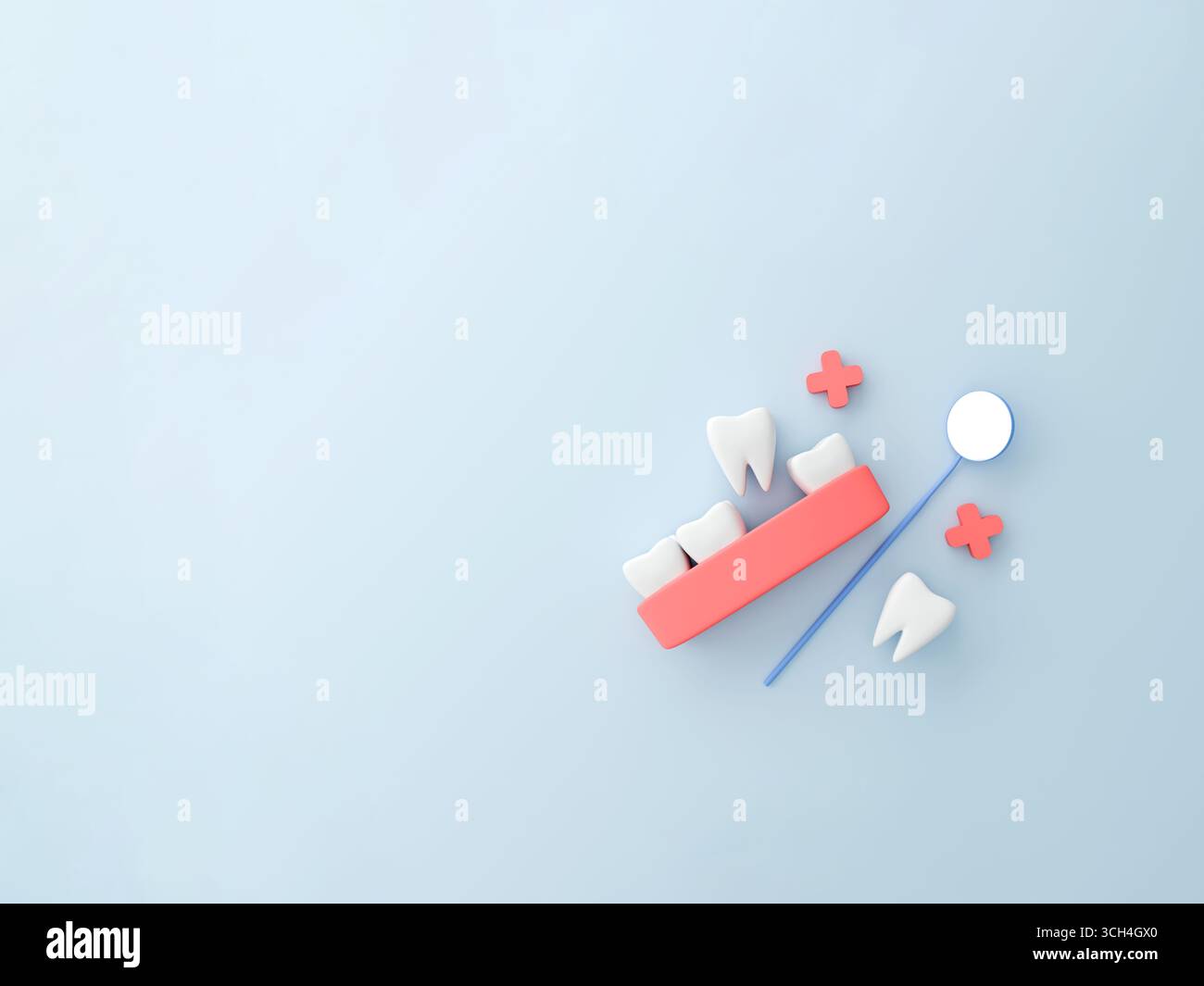 Healthy teeth mockup with gums, vitamins and minerals for oral care ...