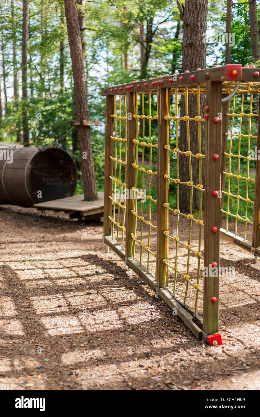 Explore a vibrant tree climbing park designed for kids, showcasing ...