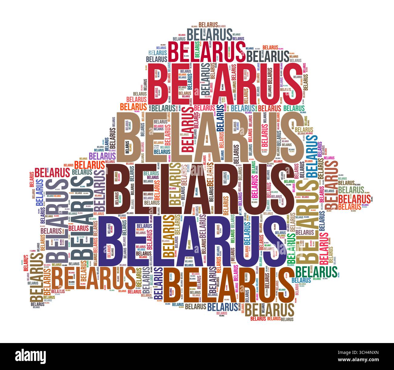 Belarus country shape word cloud. Typography style country illustration ...