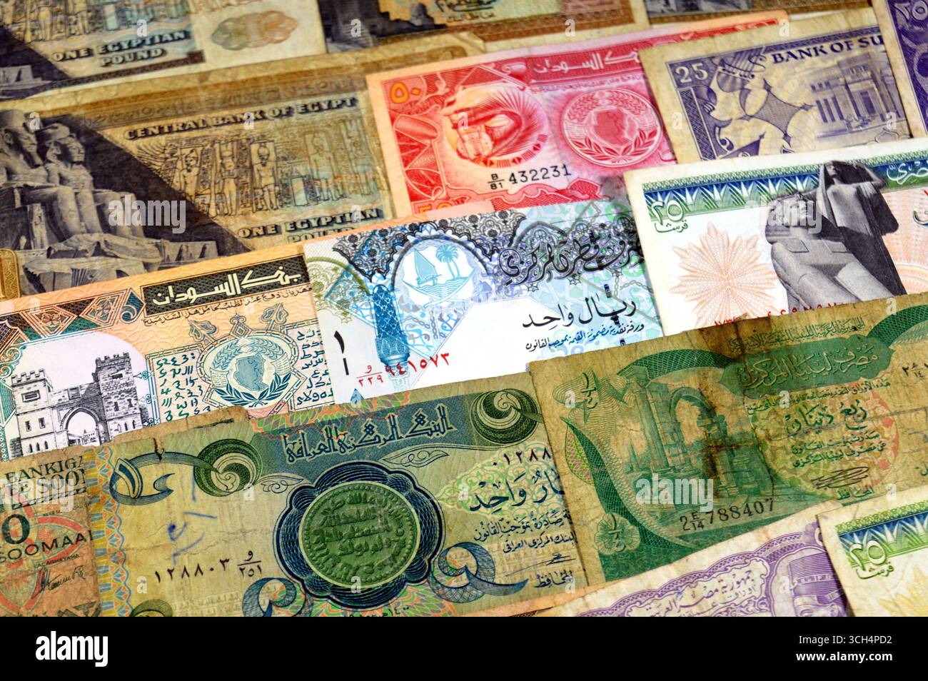 various banknotes of different countries of the world, of different ...