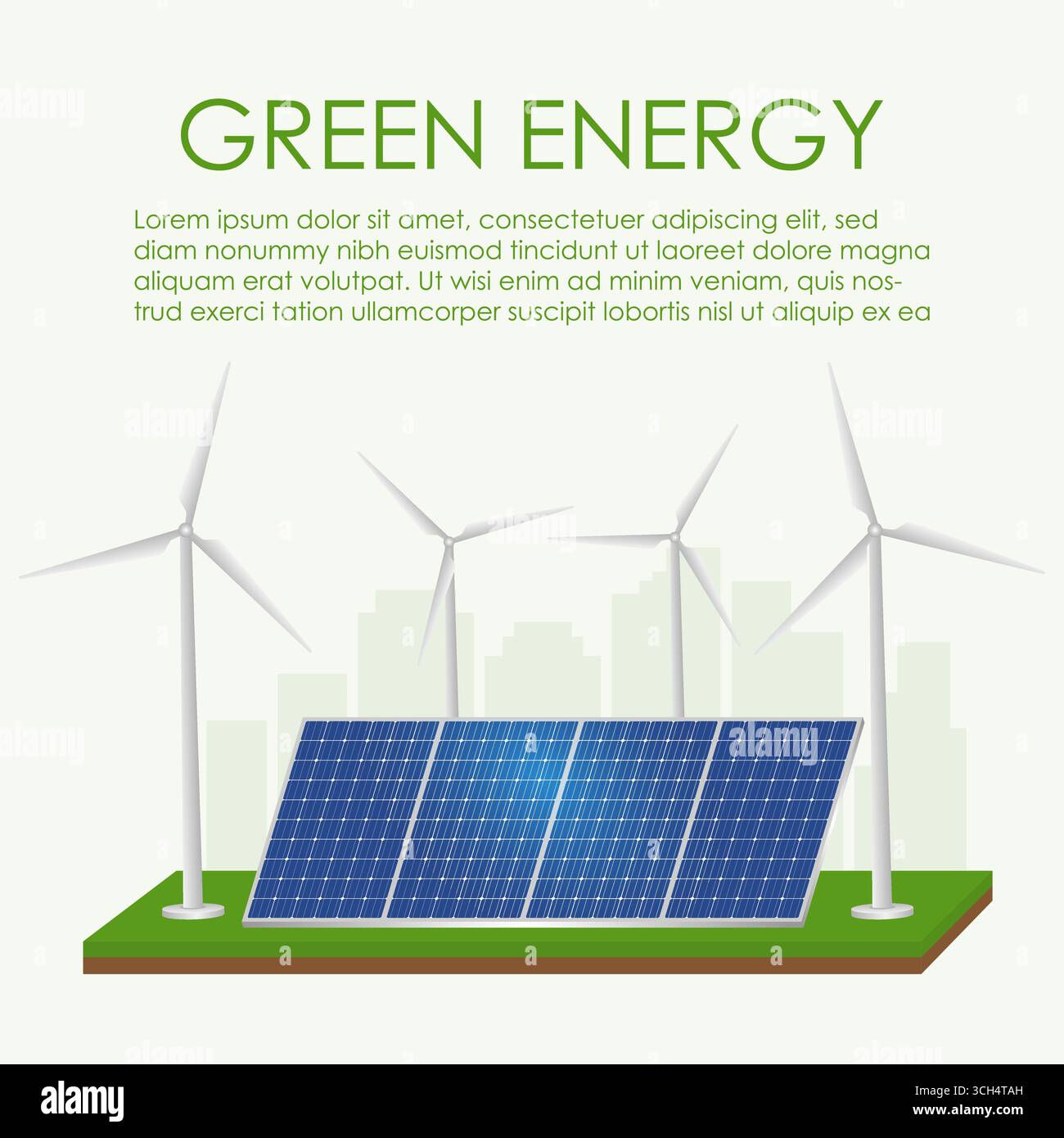 Renewable Energy Source. Green energy. Environmentally friendly. Vector ...