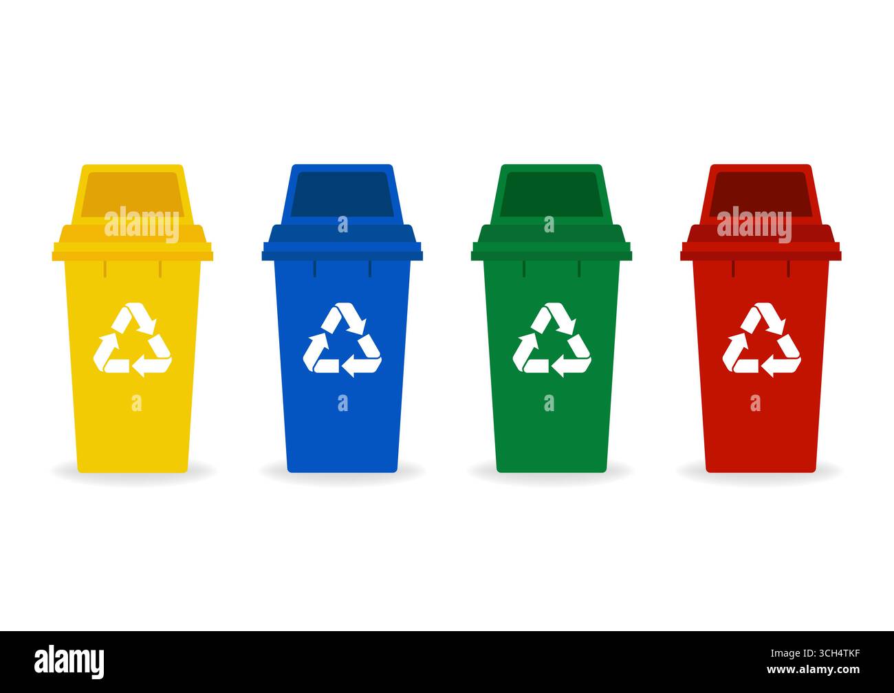 Recycling Bins Set. Garbage bins in 4 Different Color. Trash bins ...