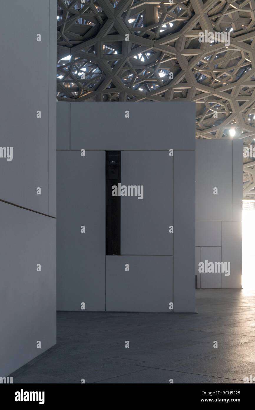 UAE - Abu Dhabi - Louvre Abu Dhabi - Minimal white volumes under ...