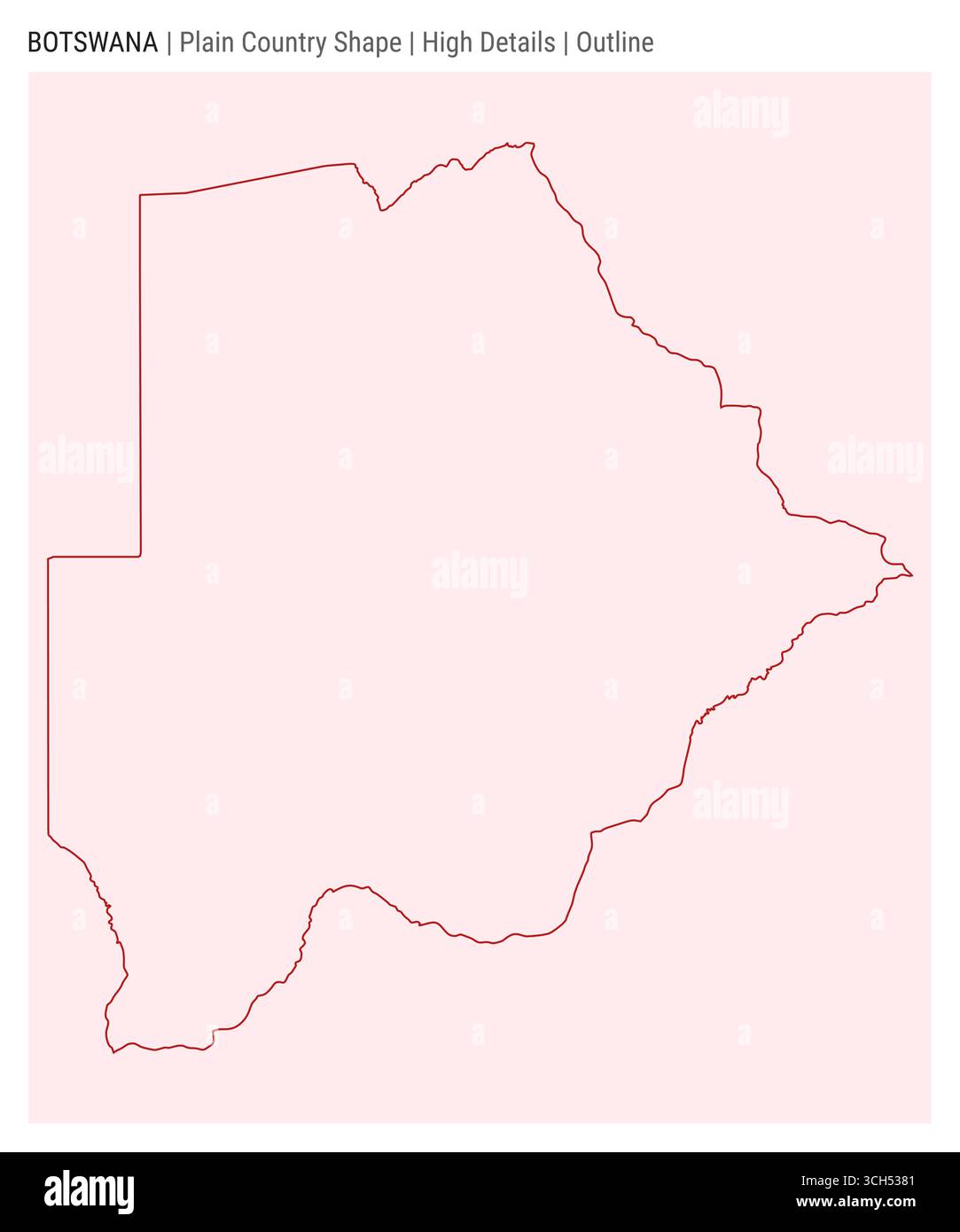 Botswana plain country map. High details. Outline style. Shape of ...