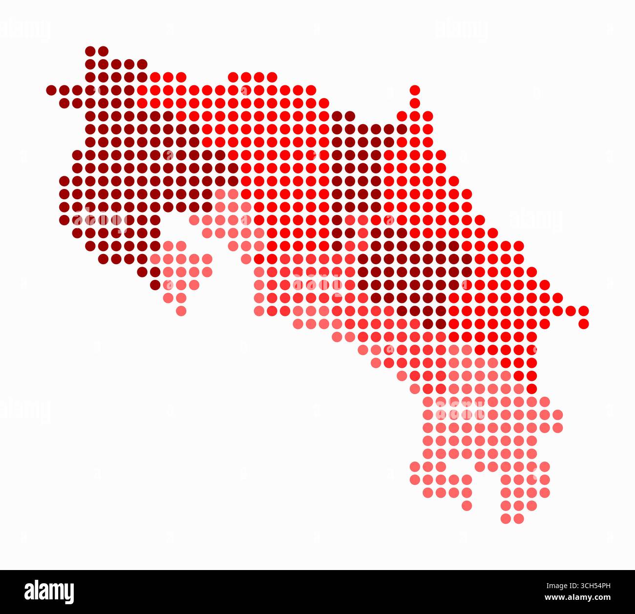 Costa Rica dotted map. Digital style map of the country on white ...