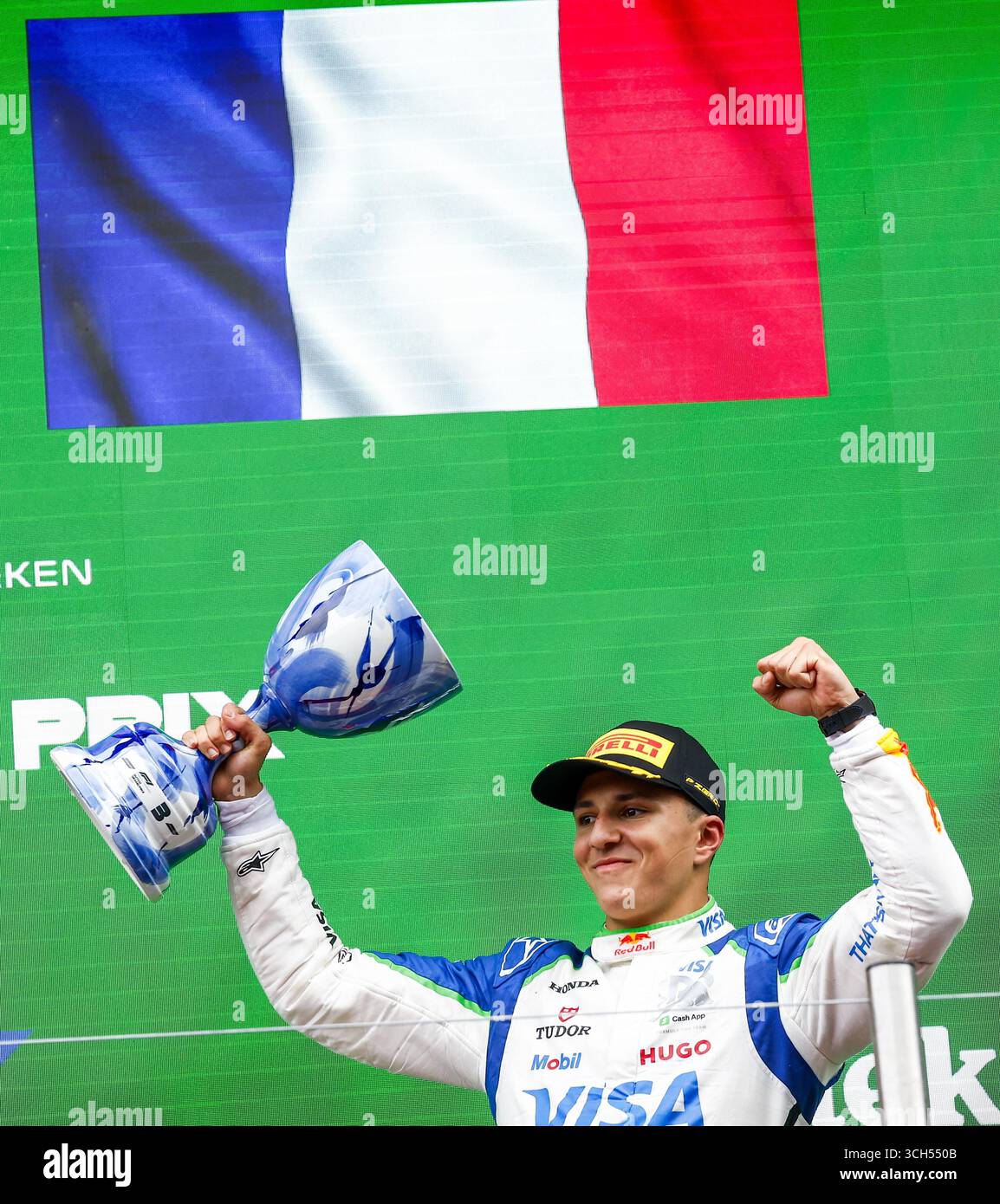 ZANDVOORT - Isack Hadjar (Racing Bulls) on the podium after the Dutch ...