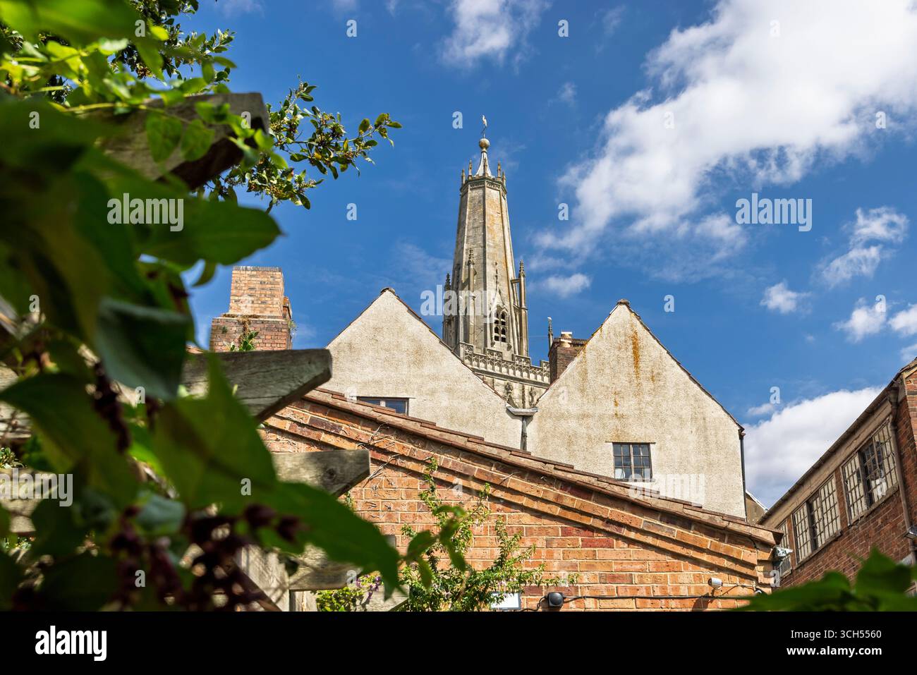 Unusual view of the truncated spire of St Nicholas' Church in Westgate ...