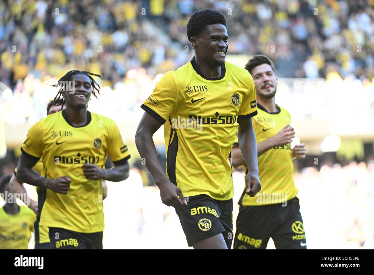 BERN, SWITZERLAND - AUGUST 31: Chris Bedia of Young Boys celebrating ...