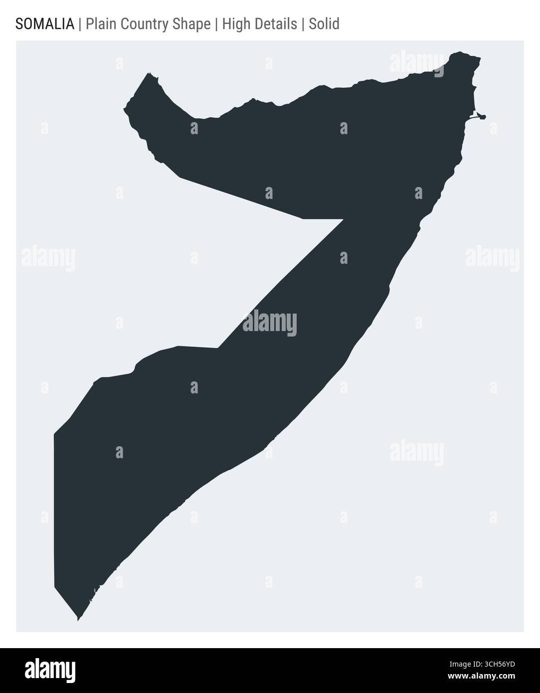 Somalia plain country map. High details. Solid style. Shape of Somalia ...