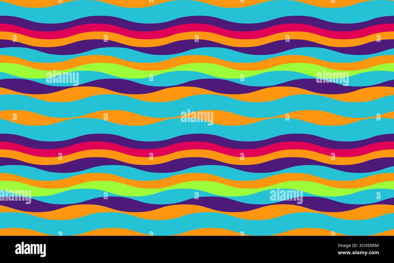 Vibrant, wavy stripes in a bold color palette create an energetic ...