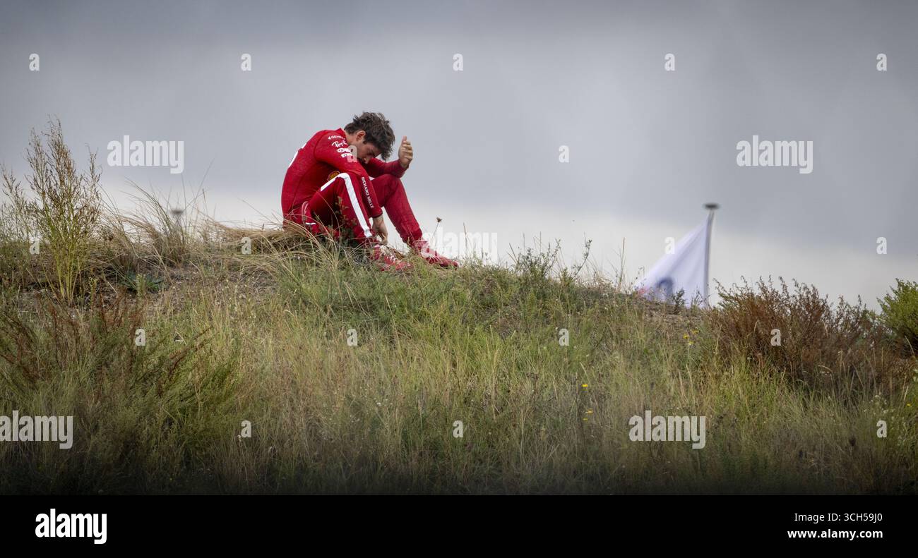 ZANDVOORT - Charles Leclerc ) sits at the Zandvoort Circuit after a ...