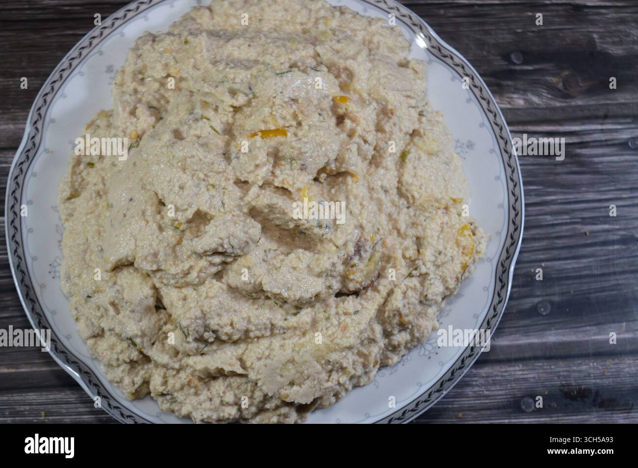 traditional Egyptian Baba Ghanoush which is grilled roasted eggplant ...