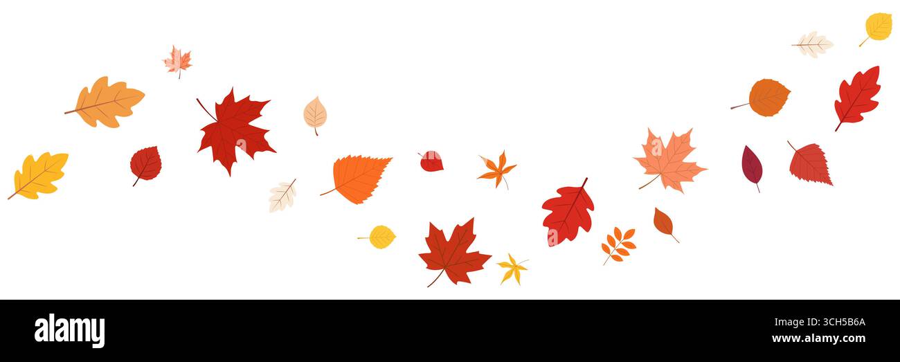 Autumn leaf border. Wave of falling leaves. Leaf fall. Autumn flying ...