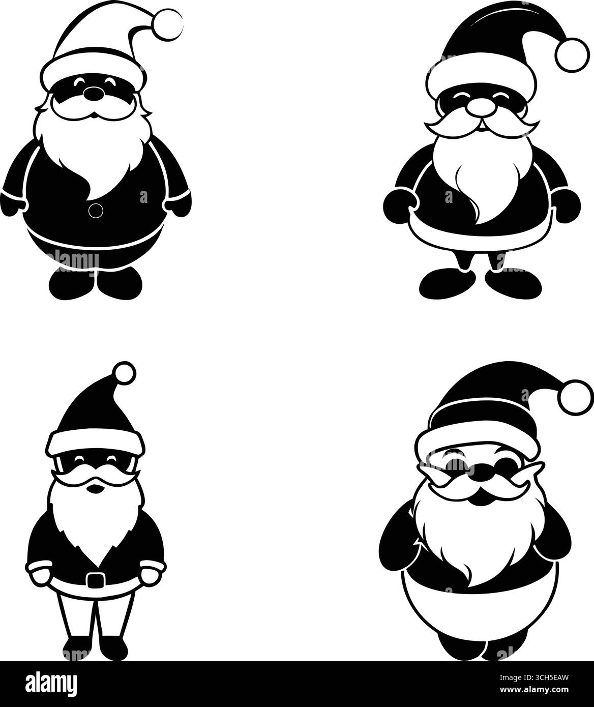Santa Claus Vector Bundle, Christmas Santa Illustration Set for Holiday ...