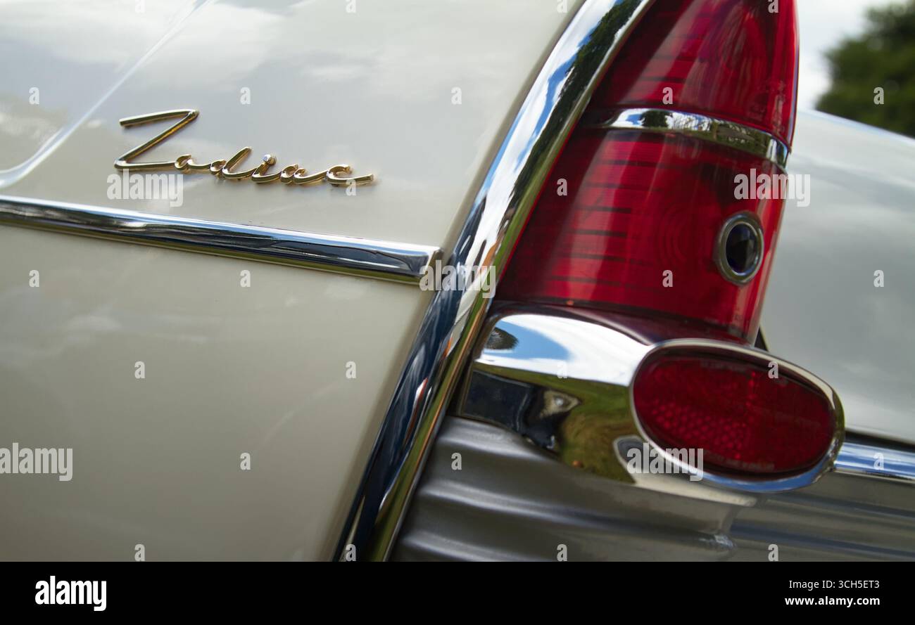 Gold Plate Zodica Badge And Rear Tail Light Of A 1960s Ford Zodiac Mark ...