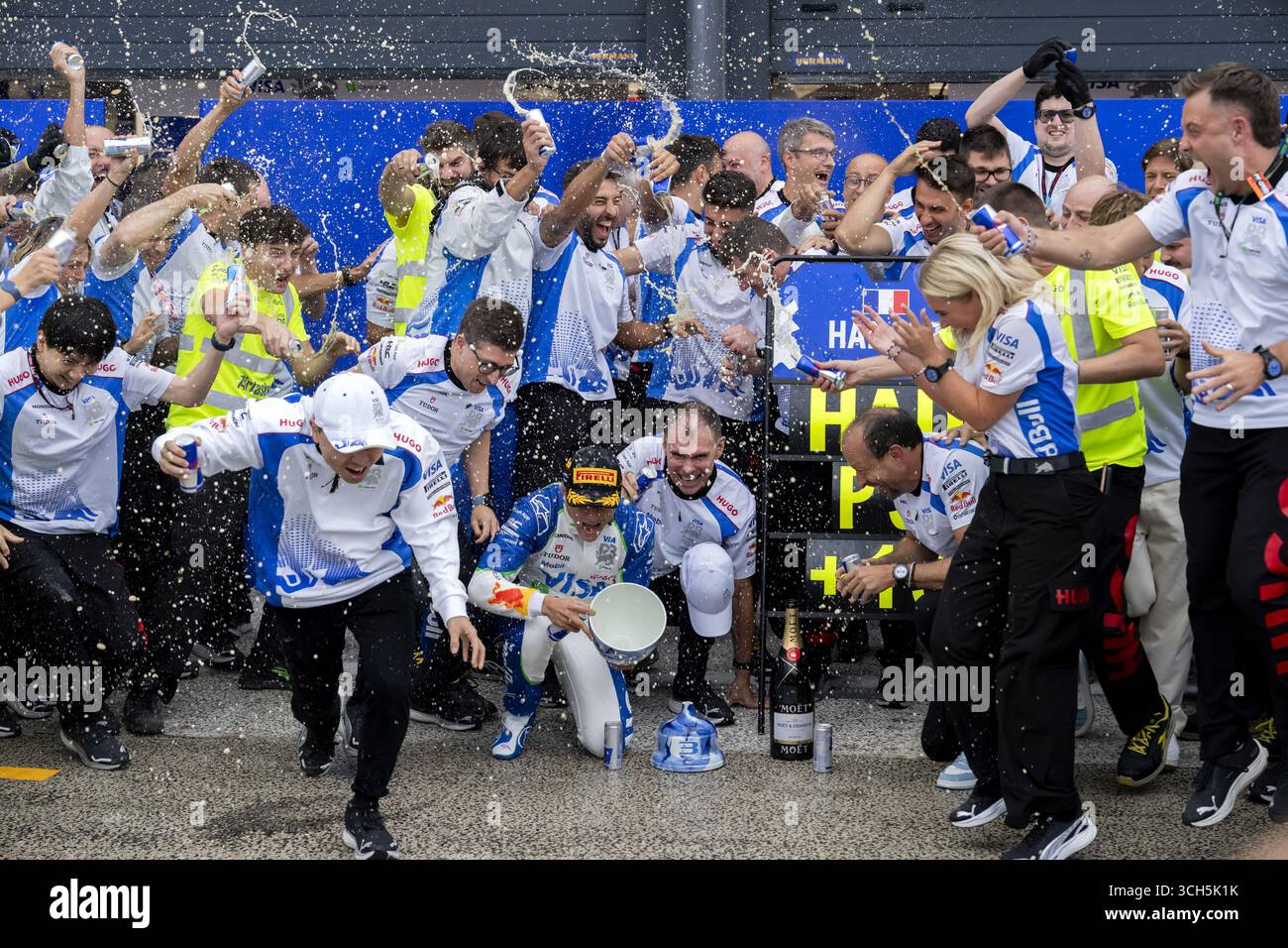 ZANDVOORT - Isack Hadjar (Racing Bulls) breaks his trophy for winning ...
