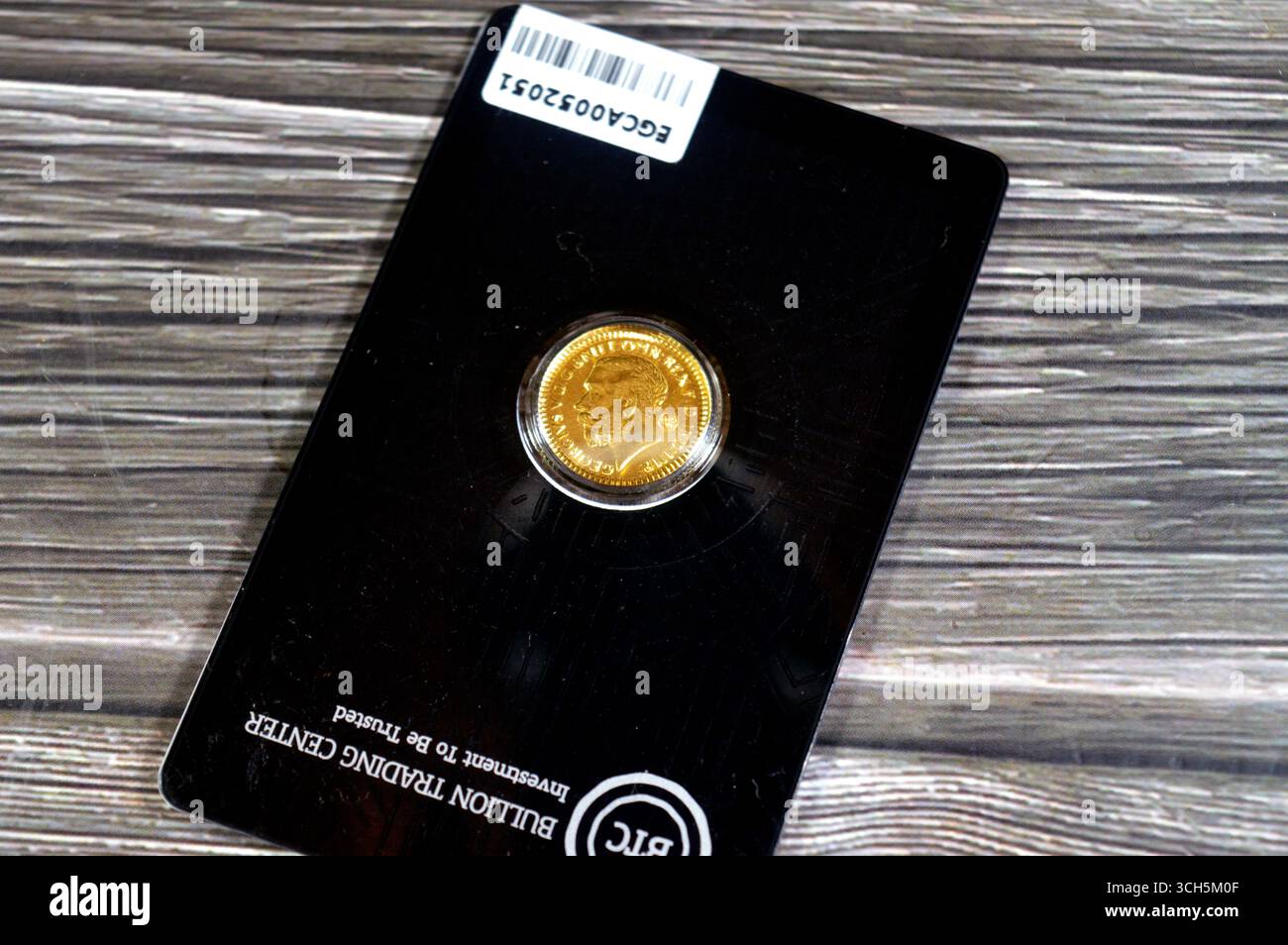 Cairo, Egypt, August 16 2025: The sovereign, a British gold coin shape ...