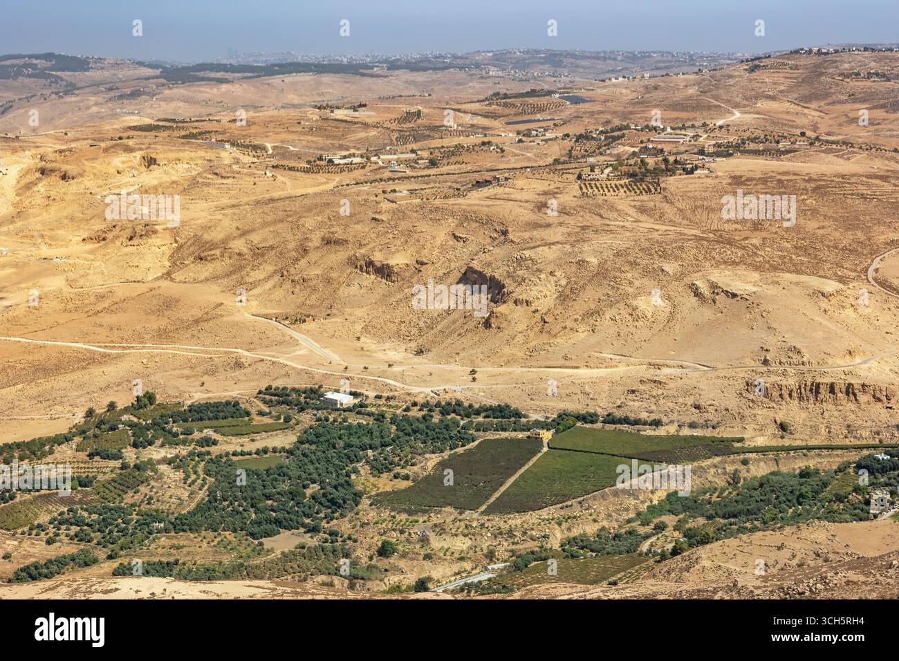 Landscape of the Holy Land as viewed from the Mount Nebo. View towards ...
