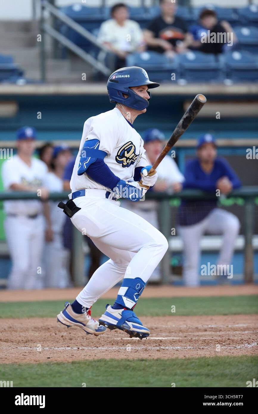 Jackson Nicklaus (47) of the Rancho Cucamonga Quakes bats against the ...