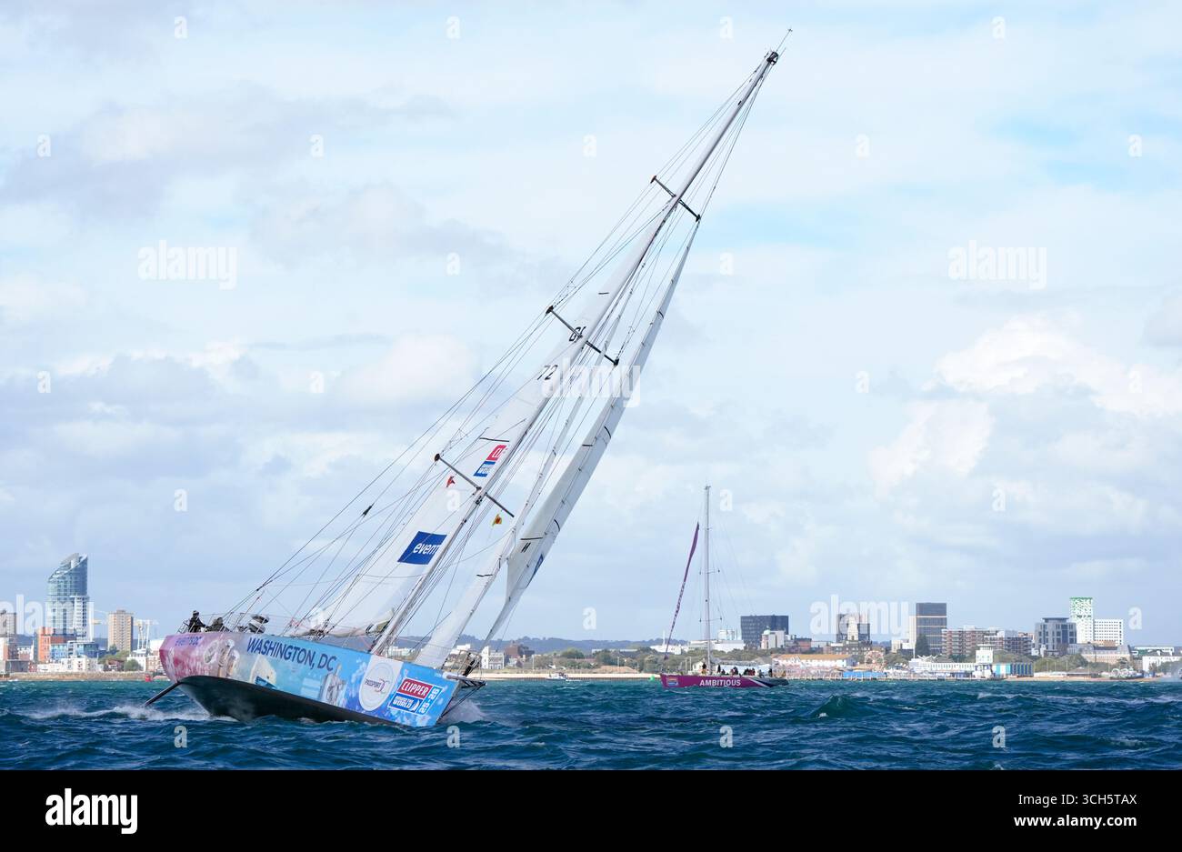 Team Washington DC sail through the Solent as they depart Portsmouth on ...