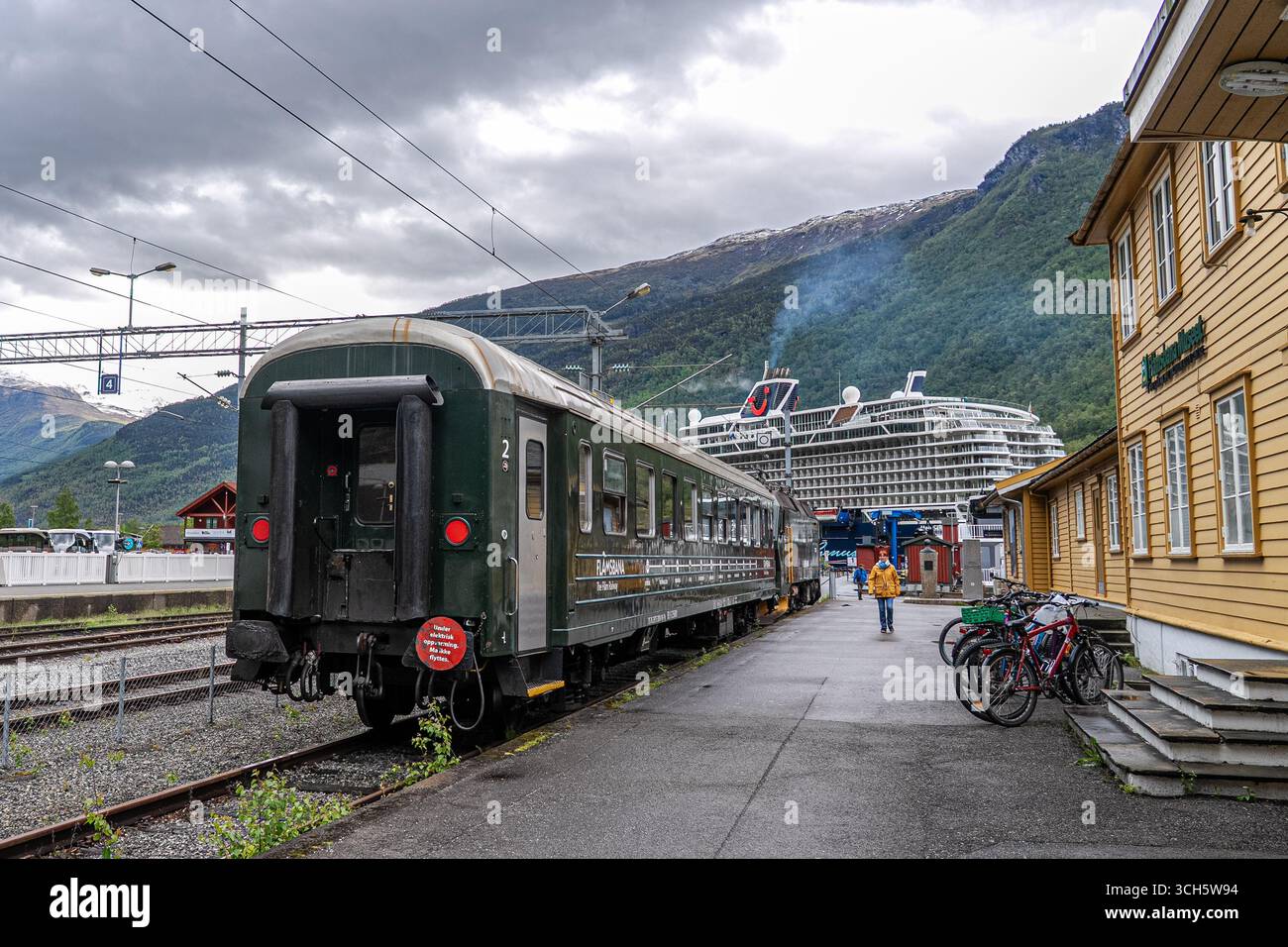 The Flamsbana train links Myrdal with Flam. The 20 kilometers journey ...