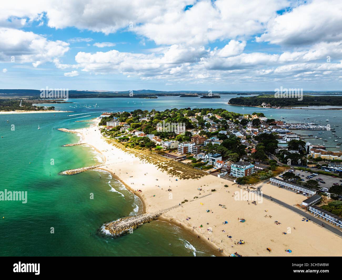 Sandbanks Beach from drone, Poole, Dorset, England Stock Photo - Alamy