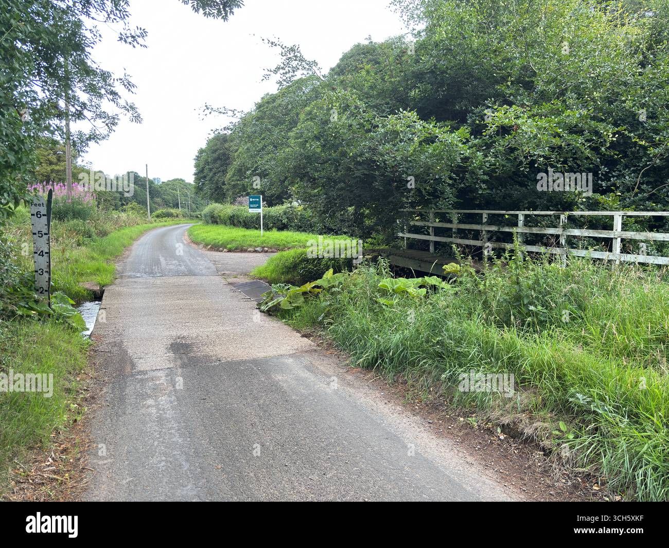 A ford across a shallow stream in rural Scotland with low water levels ...