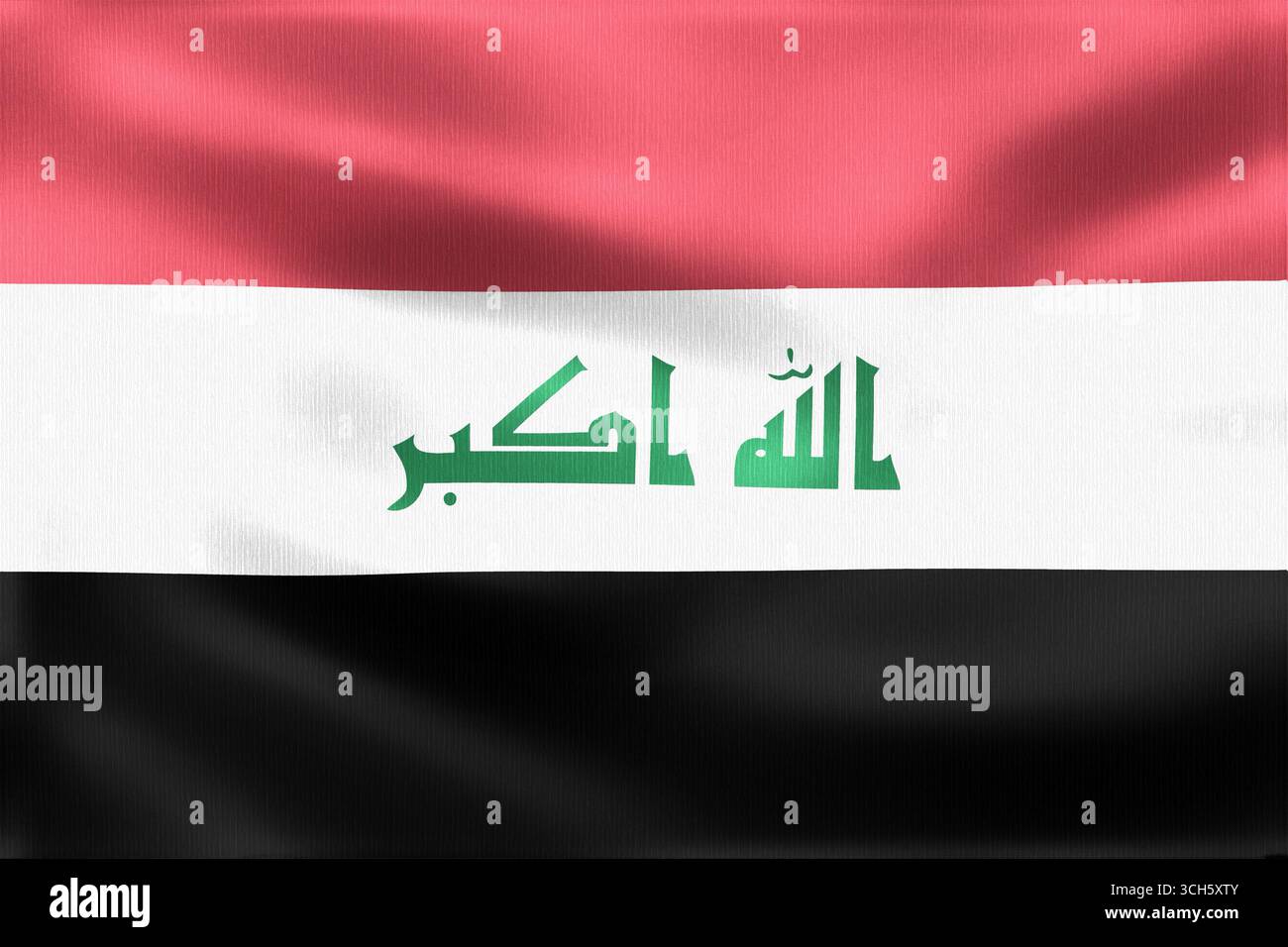 Fabric texture of the national flag of Iraq waving in the wind ...