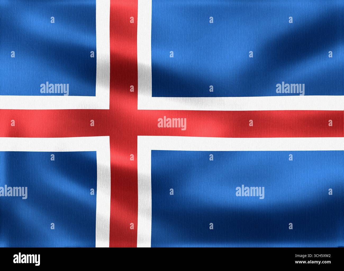 Realistic Icelandic flag waving gracefully in the wind, showcasing ...