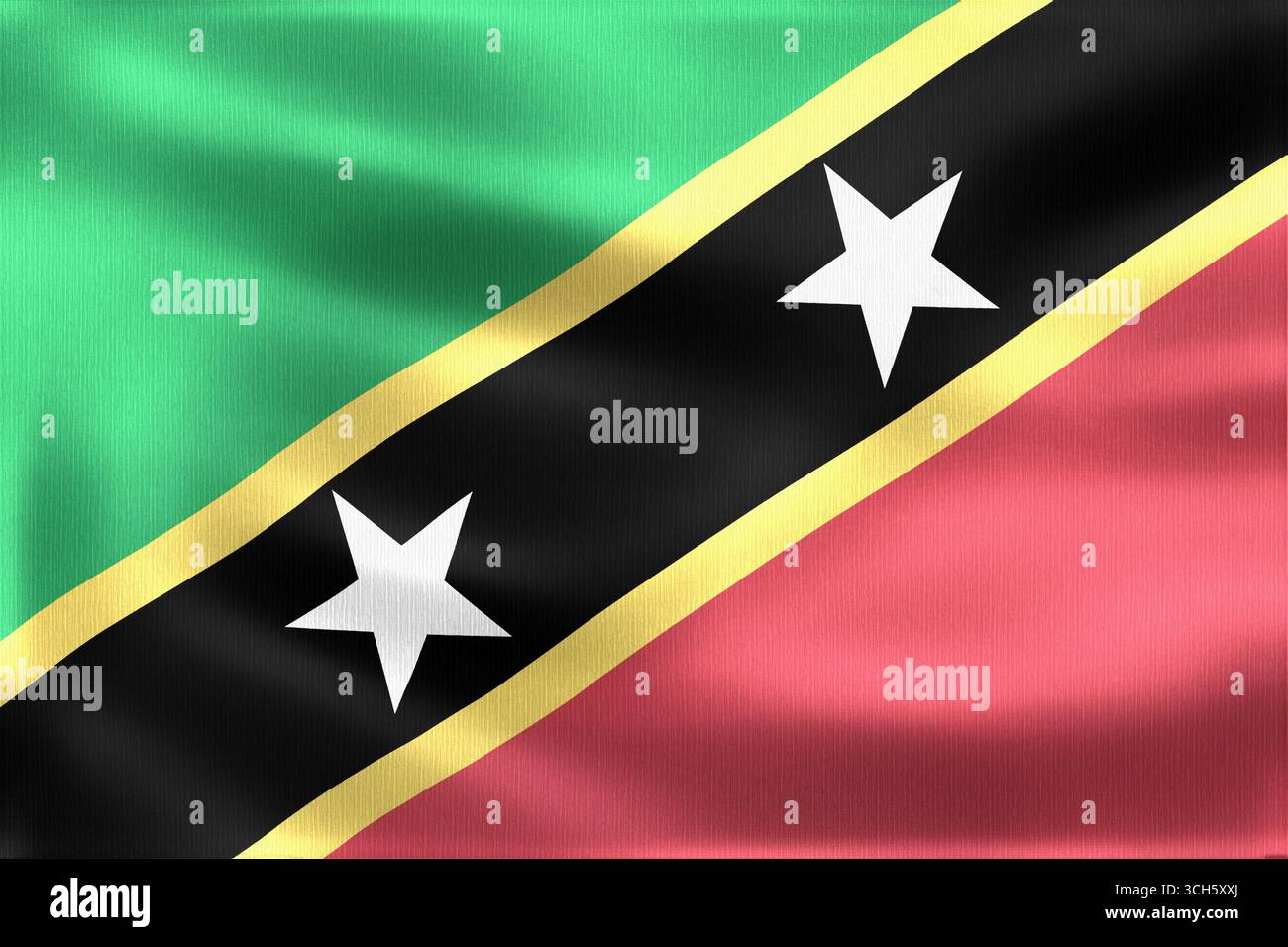 Flag of Saint Kitts and Nevis proudly waving in the wind, representing ...