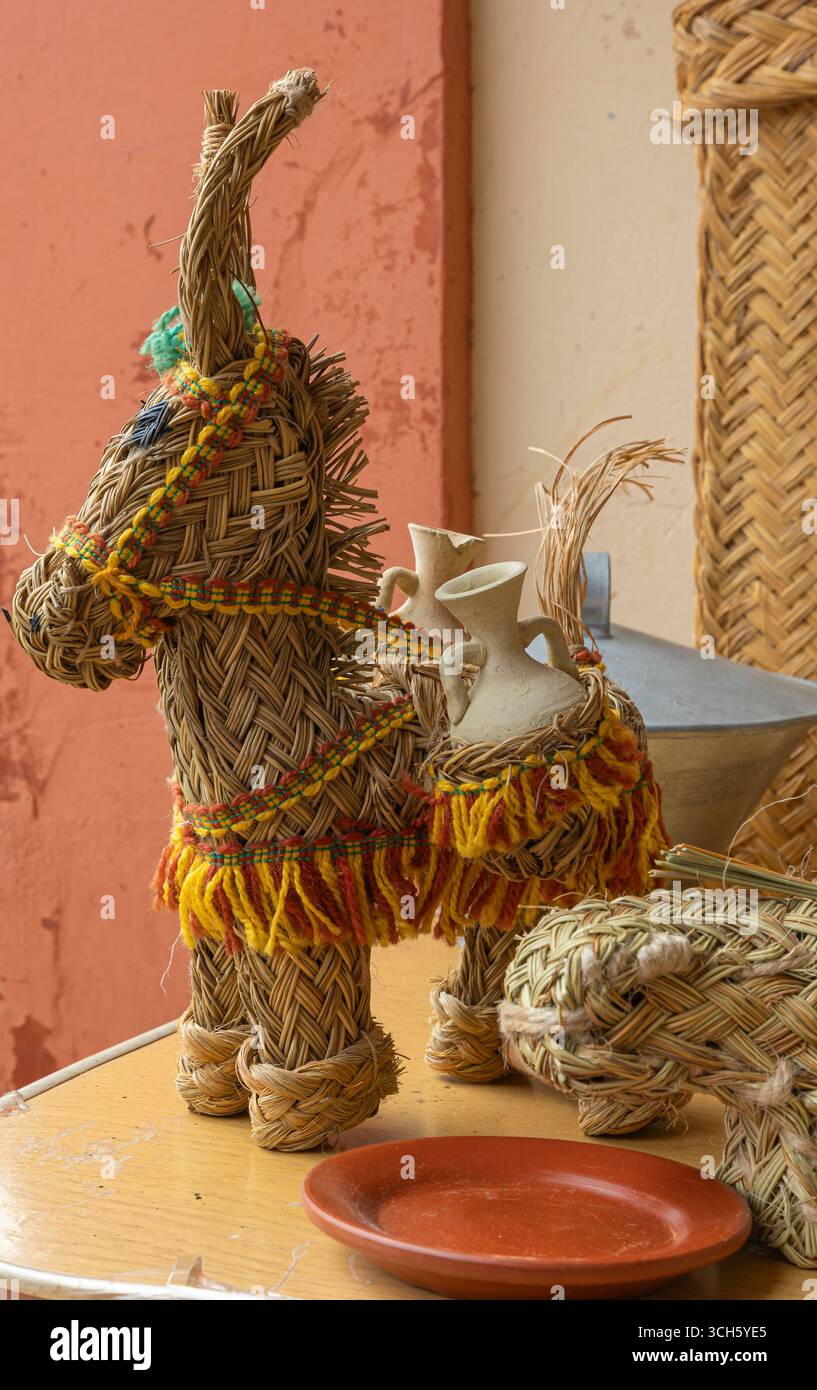 Traditional Straw Donkey with Ceramic Jugs and Colourful Yarn – Spanish ...