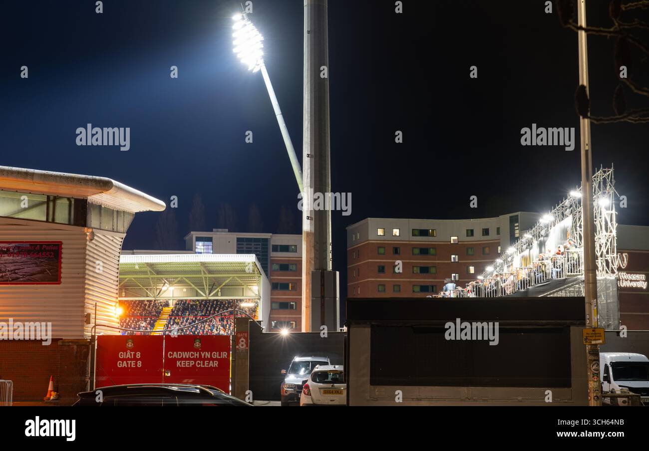 Wrexham Football Club's tempory Kop stand, nicknamed "the fourth wall ...