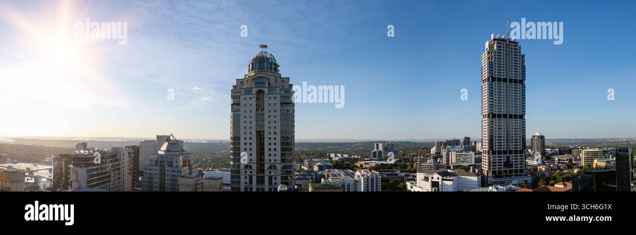 aerial view Johannesburg , South Africa, Sandton, Rivonia skyscrapers ...