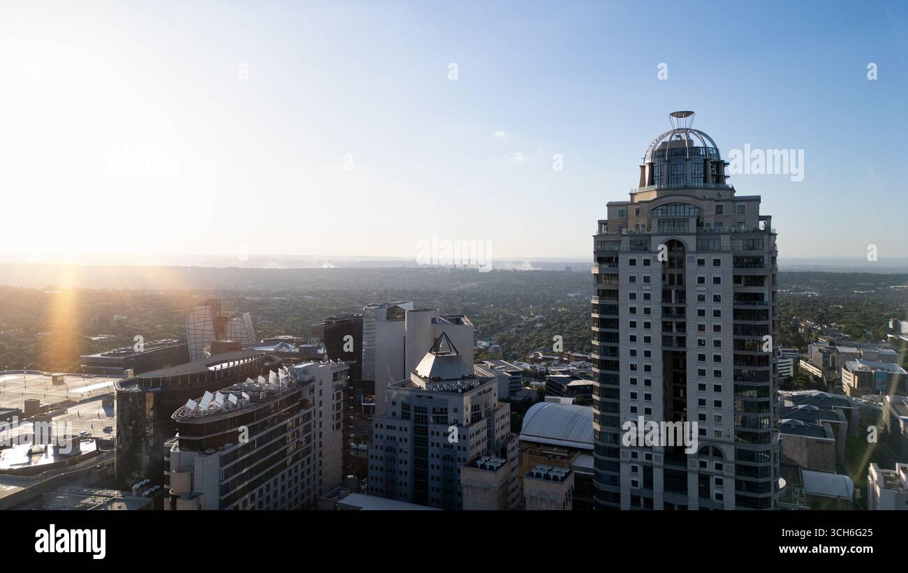 aerial view Johannesburg , South Africa, Sandton, Rivonia skyscrapers ...