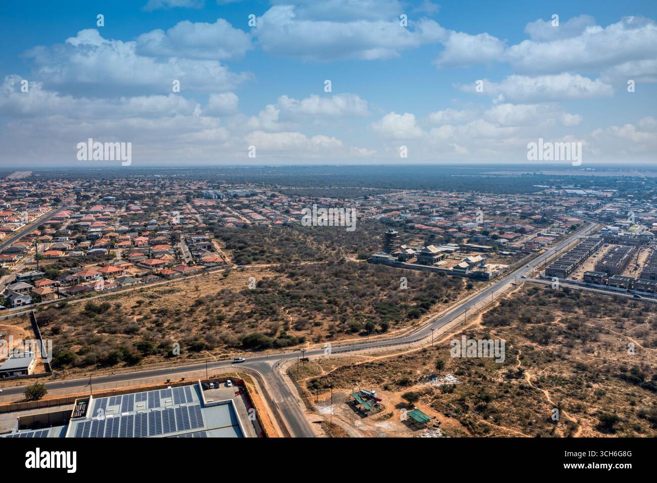 aerial view panorama of Gaborone capital of Botswana, residential ...