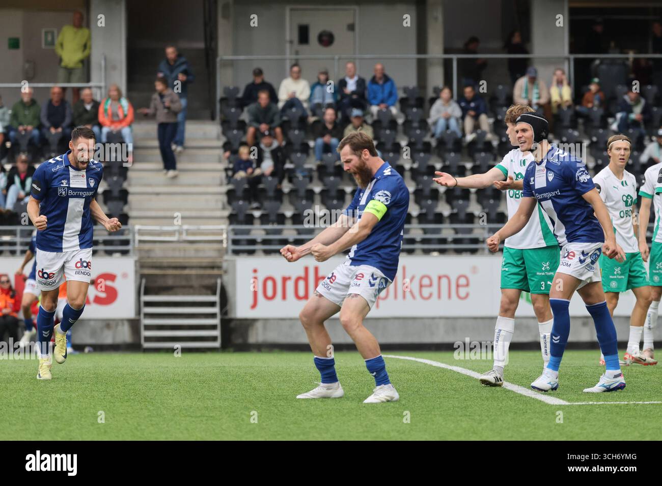 Hamar 20250831. The elite football match between HamKam and Sarpsborg 08 at Briskeby Stadium ...