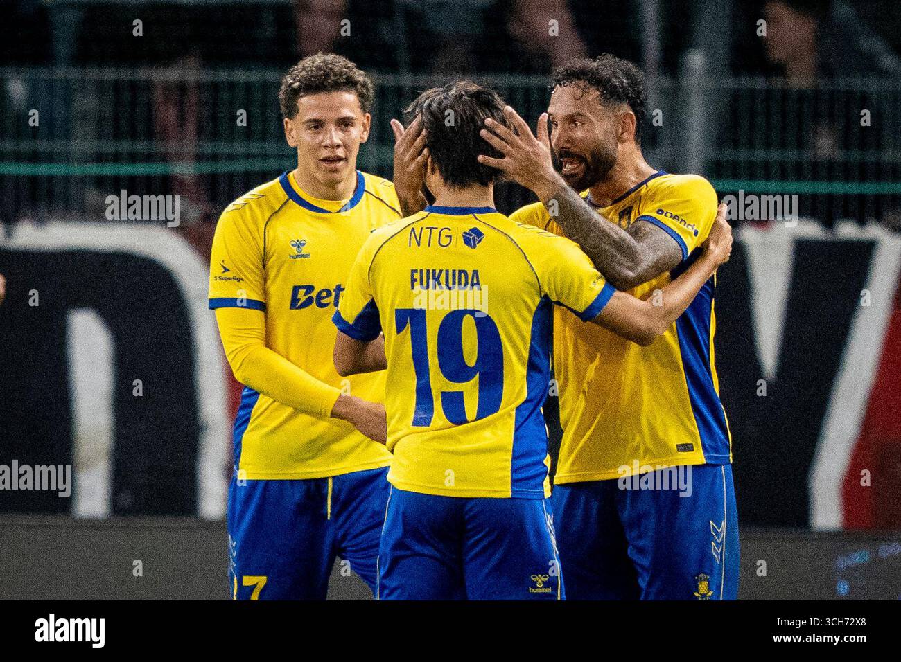 Broendby's Sho Fukuda, Clement Bischoff and Sean Klaiber during the ...