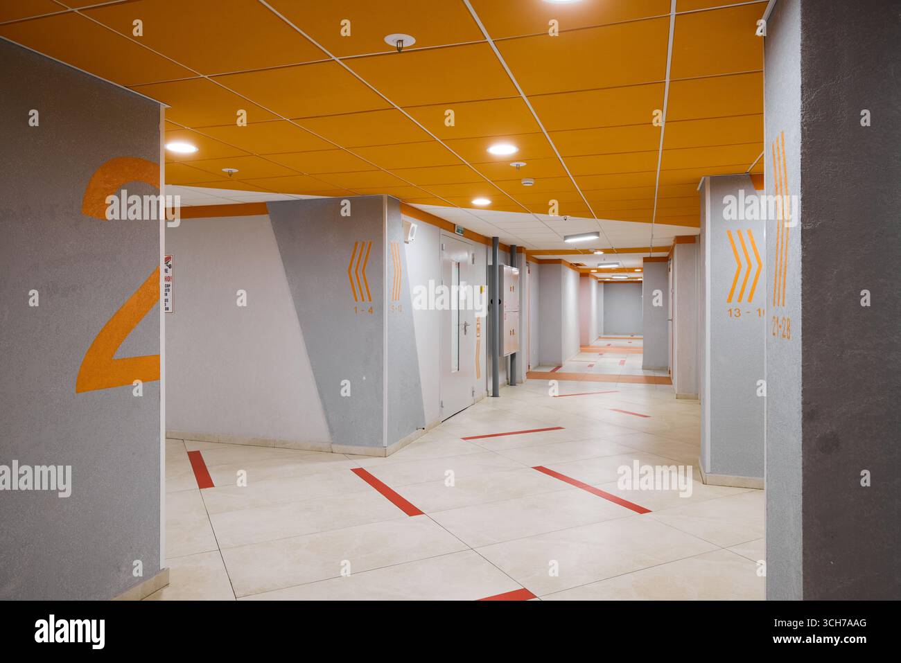 This modern corridor features unique designs that enhance its appeal ...