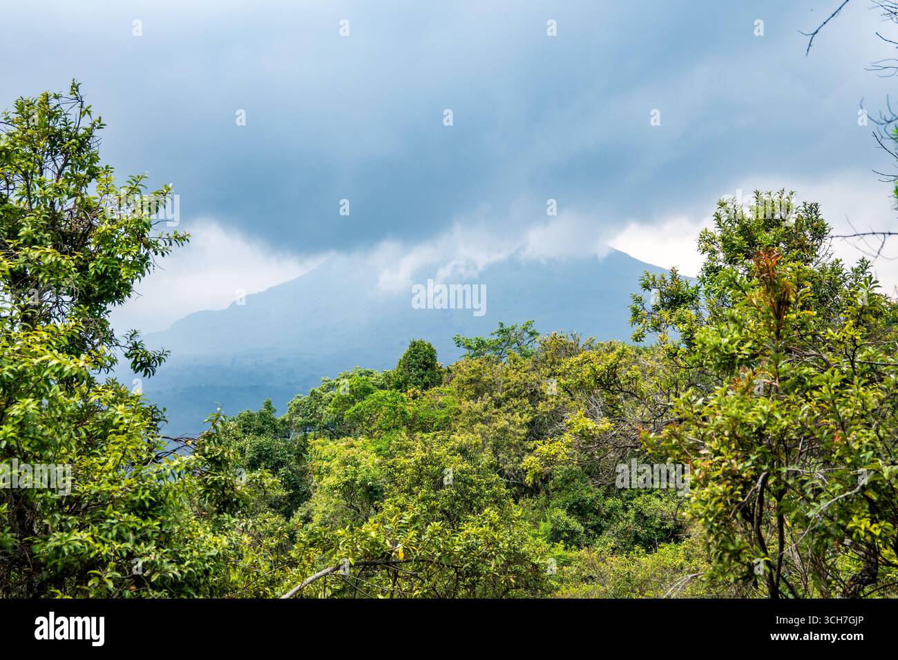 Mount Sabyinyo, a dormant volcano situated on the border of Uganda ...